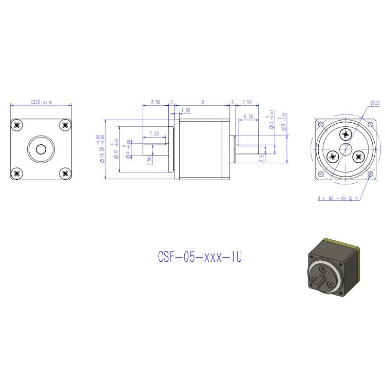 Shaft-Input Type Mini Harmonic Drive Gearbox - CSF-05